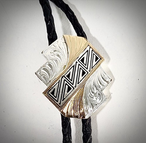 Montana Silversmiths Western Bolo Tie Etched Scroll Design Leather | eBay