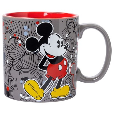Silver Buffalo Mickey Circle Logos Pattern Ceramic Coffee Mug, 20 ...