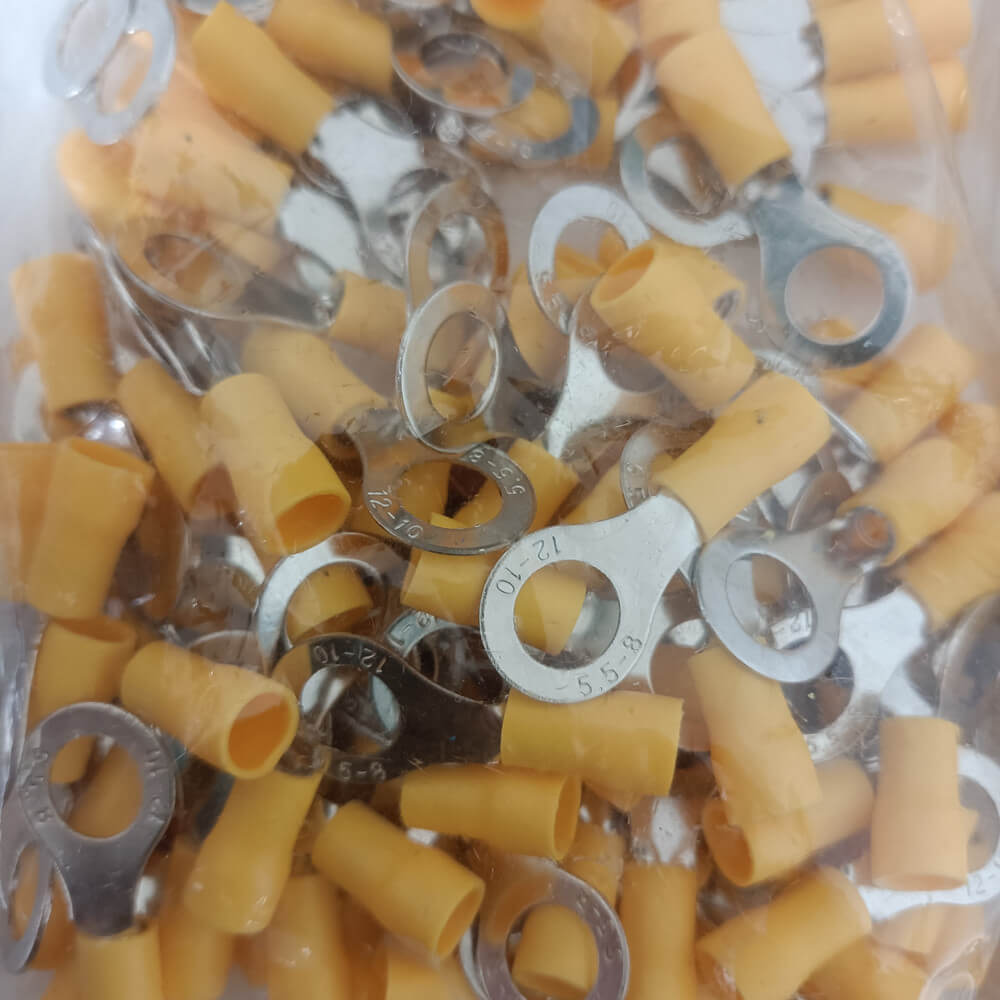 50-300Pcs Yellow 12-10 Gauge Car Ground Wire Ring Terminals Vinyl ...
