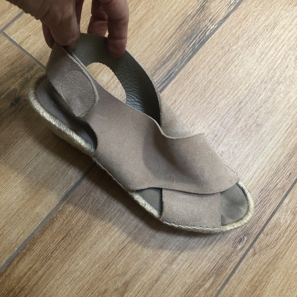 MAYPOL SPAIN Sandal Sz 40 9 Espadrille Wedge Cross Strap Tan Suede ...