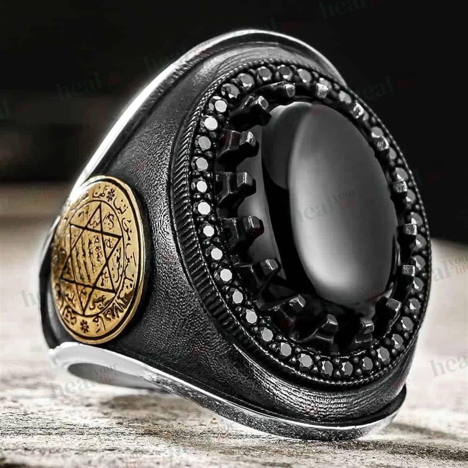 Seal of Solomon 925 Sterling Silver Men's Ring Islamic Ring - FAST FREE ...