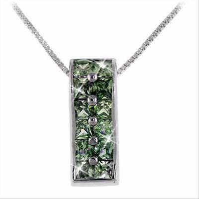 Sterling Silver .925 Olive Green Rectangle Pendant NEW | eBay