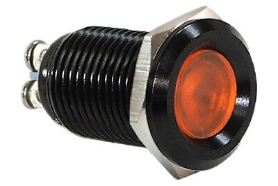 5/8" Black Stainless Steel Orange Amber Switch Indicator Light LED Lamp ...