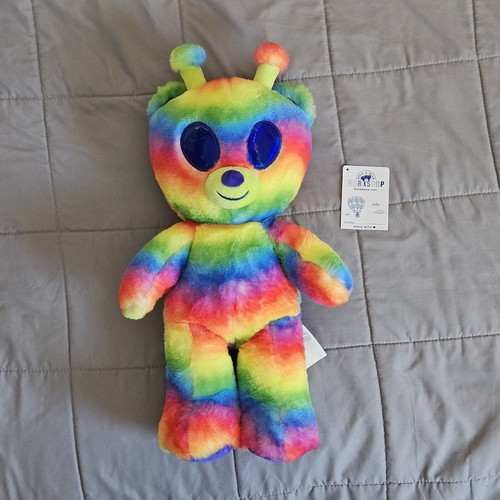 Build a Bear BAB Rainbow Bearlien Psychedelic Groovy Multicolor Alien ...