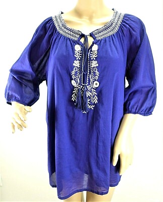 Unique Spectrum Women Plus Size 1x 2x 3x Boho Lined Blue Purple Top ...