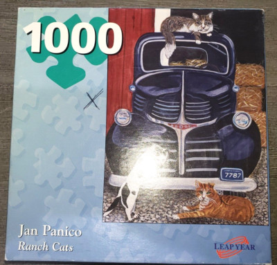 1000 piece JIGSAW PUZZLE RANCH CATS kitty blue old dodge truck cute! | eBay