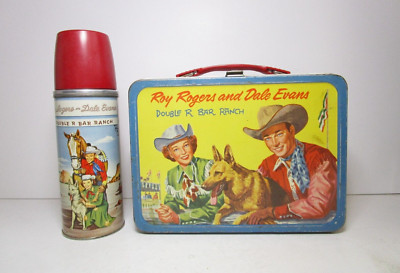 Vtg 1950s Double R Bar Ranch Lunchbox & Thermos Roy Rogers Dale Evans ...