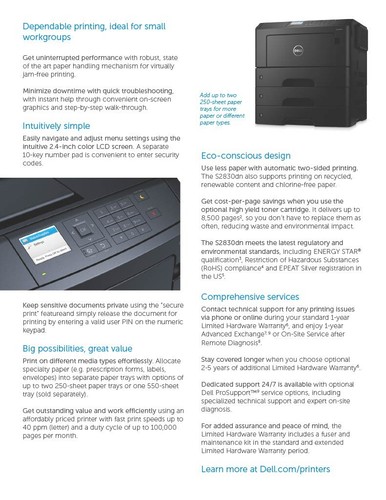 Dell 40 PPM Laser Printer Auto Duplex Ethernet USB Monochrome Complete ...