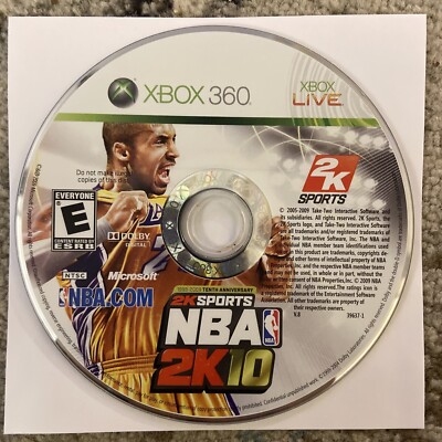 🔥NBA 2K10 (Xbox 360, 2009) Kobe Bryant. Mint Disc Only! See Description ...