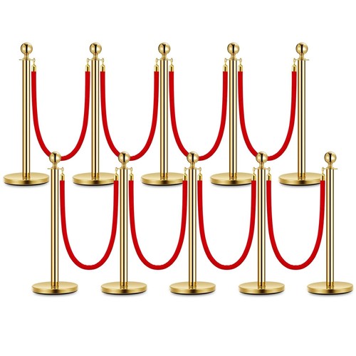2/3/4/5/6/10PCS Stanchion Post Velvet Rope VIP Queue Pole Crowd Control ...