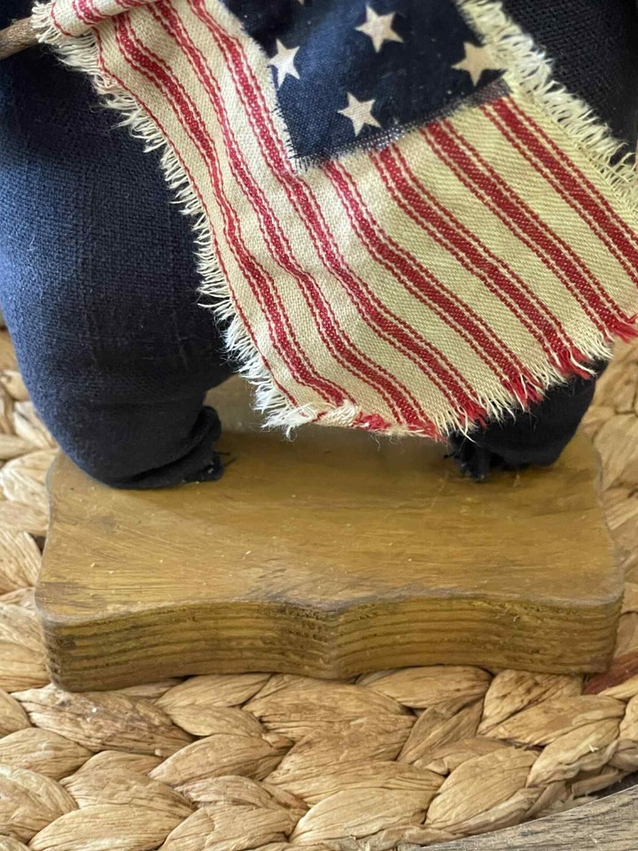 Primitive Uncle Sam Plush Doll w/ USA Flag 16" July 4th Handmade Shelf ...