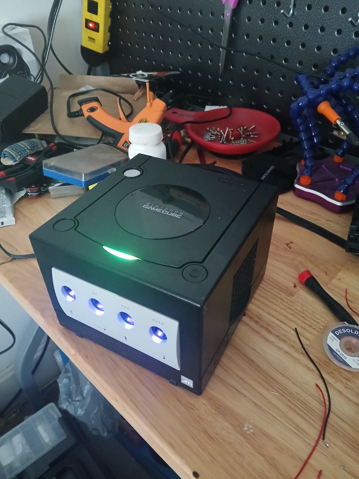 LED Mod Black Nintendo GameCube Bundle, DOL-001, Coin Battery Mod Too ...