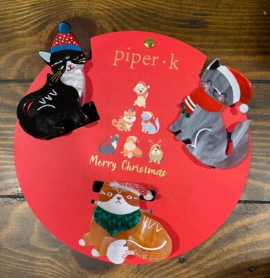 NWT Piper K Christmas Christmas Cats Hair Clip Claw Set 3 | eBay