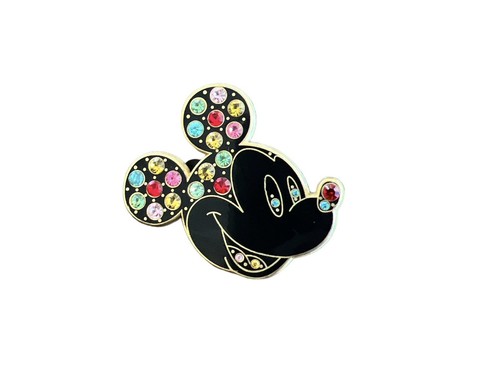 2008 Disney Trading Pin Mickey Mouse Head Black With Color Rhinestones ...