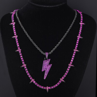 Hip Hop Black Panther Necklace Dark Wind alloy with Diamond Lightning ...