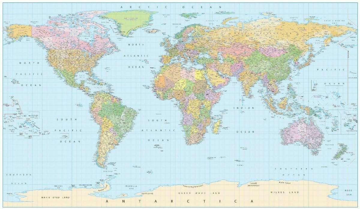 Earth Map With Names Extra Large 1500x850mm World Map With All City