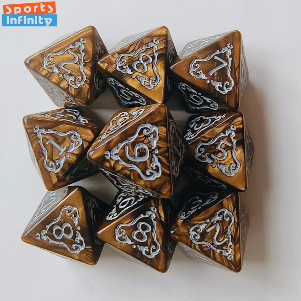 10Pcs/Set Fashion Dragon Pattern Number Dice Kit Red Green Blue Gold ...