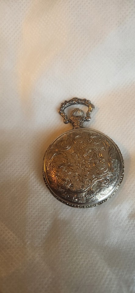 Quartz Locomotive Train Pocket Watch Silver Tone With Gold Accents | eBay