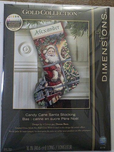 DIMENSIONS Candy Cane Santa Stocking Cross Stitch Kit The Gold ...