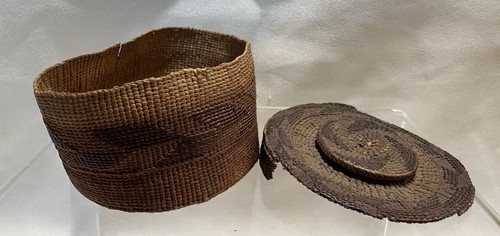 Early Native American Miniature 3” Woven Basket With Lid | eBay