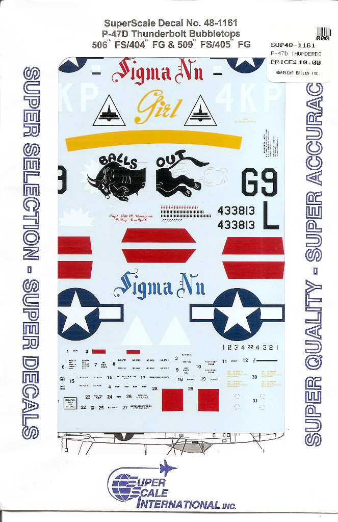 Superscale Decal 48-1161 P-47D Bubbletop Thunderbolt | eBay