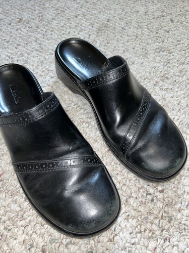 Clarks Slides Clogs Shoes Women 7 M Leather Stitched Trim 70906 | eBay