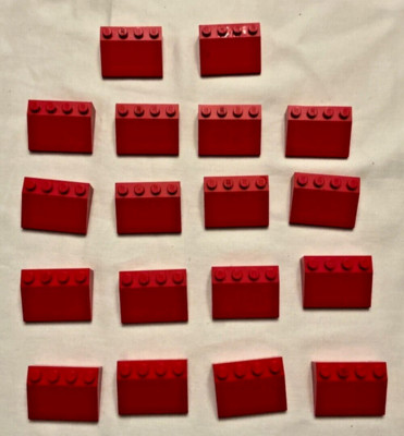 Lego Vintage Red 3x4 Slope 25° (33) 18 Pc Lot Part #3297 Used / Cleaned ...