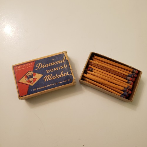 Vintage Diamond Domino Matchbox Blue Red Paper Box w/matches Match Box ...