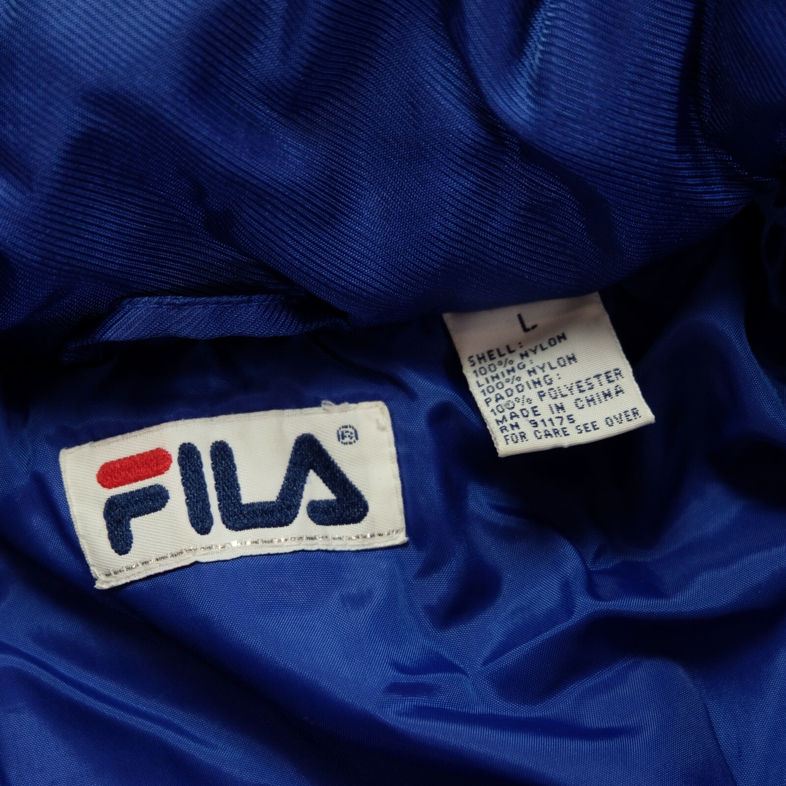 Rare Vintage FILA Soccer Spell Out Patch Striped Puffer Parka 90s Black ...