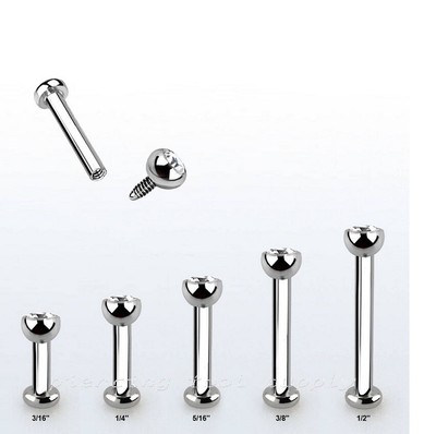 1pc. 16G Micro Base Steel Internally Thread 3mm Press Fit CZ Labret Ear ...