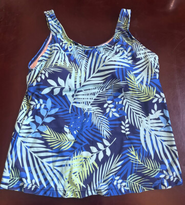 NWT seaFancy Women blue floral Swimsuit Tankini Top Medium | eBay