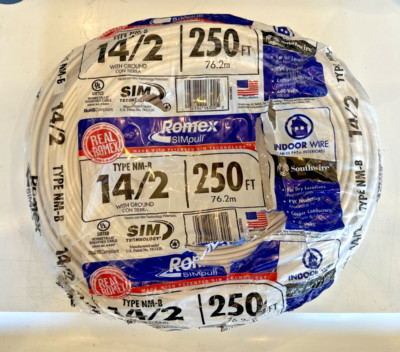 SOUTHWIRE 250 ft. 14/2 w Ground Solid Romex SIMpull CU NM-B Wire | eBay
