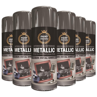 Gun Metal Grey Metallic Spray Paint Aerosol Auto Gloss DIY Wood Metal ...