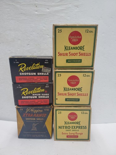 6x Vintage Empty Shotgun Shell Boxes Remington JC Higgins Revelation 12 ...