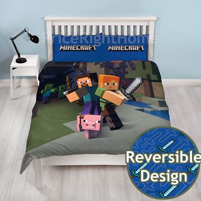 MINECRAFT KIDS DOUBLE DUVET COVER SET REVERSIBLE | eBay UK