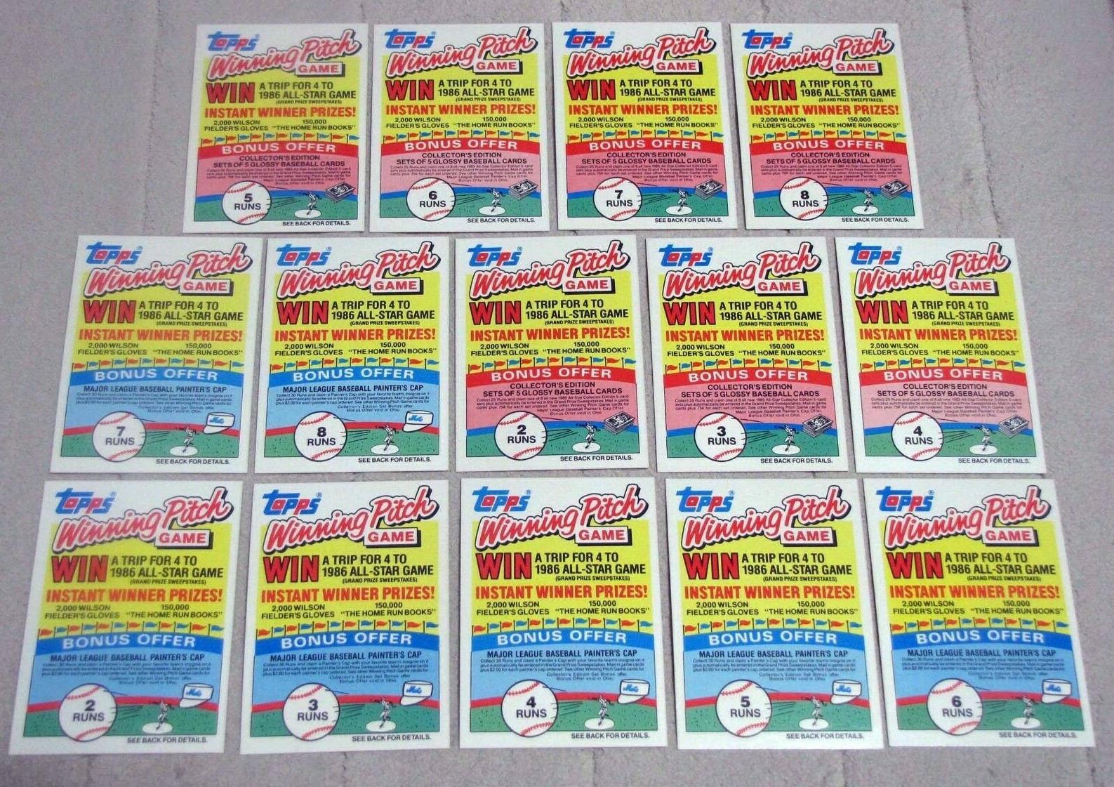 1985 Topps Baseball Winning Pitch Game Cards Blue & Red (Pick Your # of ...