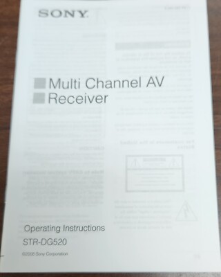 Sony STR-DG520 Multi Channel AV Receiver Operating Instructions | eBay