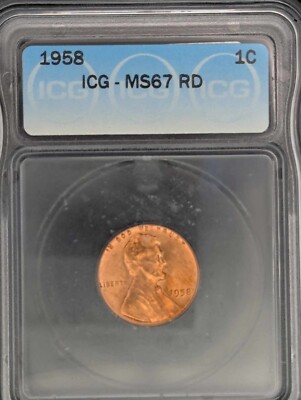 1958 P Lincoln Cent MS67 RD ICG Wheat Red Penny Beautiful Coin | eBay