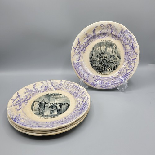 Antique French Talking Plates Set Of 4, Signed Medailles D'Or HB Choisy ...