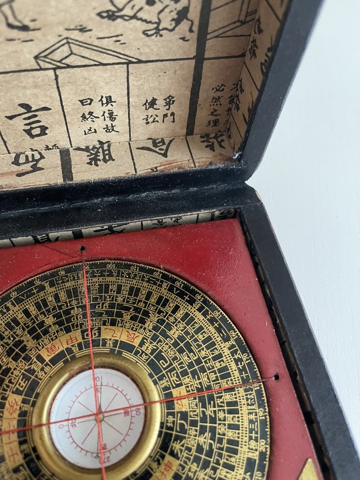 Vintage Chines Compass In Wooden Box Feng Shui Dragon | eBay