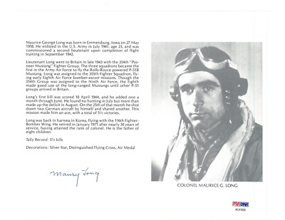 MAURICE LONG SIGNED 8X10 (D) PSA DNA AC41630 WWII ACE 5.5V | eBay