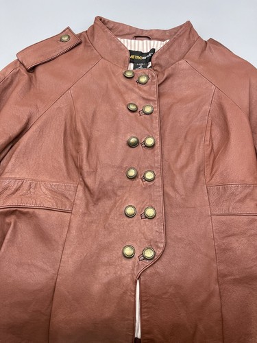 NWT Women's Vintage MetroStyle Leather Jacket Double Button Front SZ 10 ...