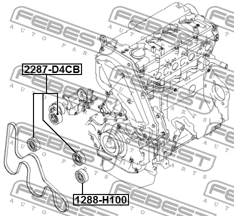 2287-D4CB Febest TENSION PULLEY 12618111, 25286-4A000, 25281-4A000 ...
