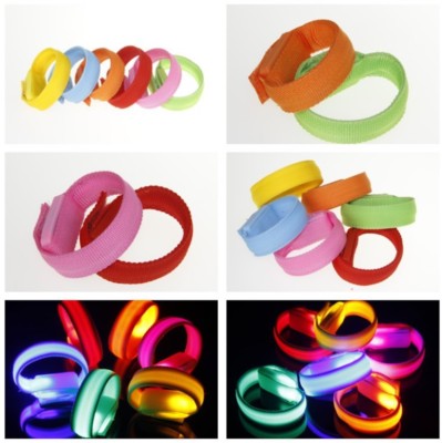 BATTERY LED ARM BAND ankle Flash Light glow Safety Running Bike Jog ...