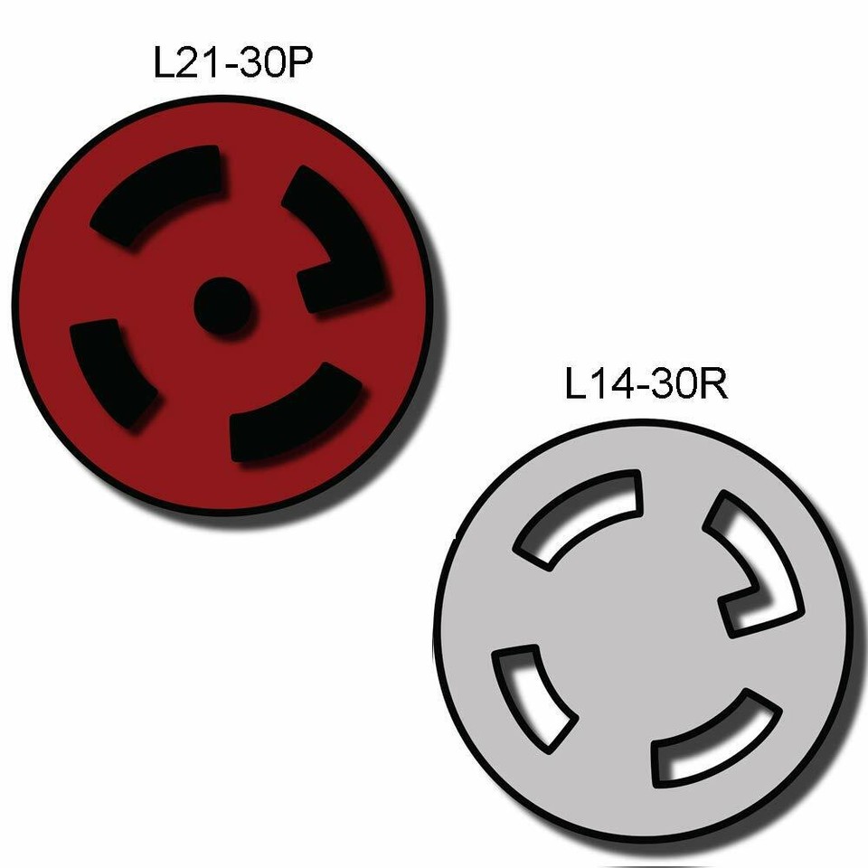 NEMA L21-30P to L14-30R Plug Adapter - 30 Amps, 208V, 10 AWG, #IBX-5188 ...