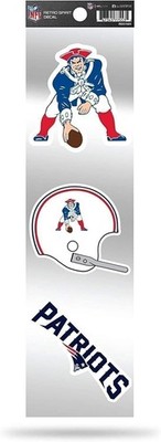 New England Patriots 3-Piece Retro Decal Sticker Sheet, Die Cut, Clear ...