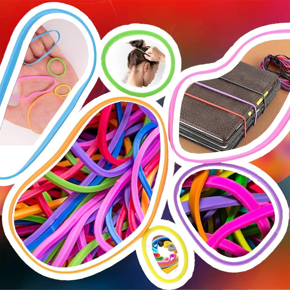 250pk Strong Elastic Rubber Bands Assorted Colours size Home, School ...