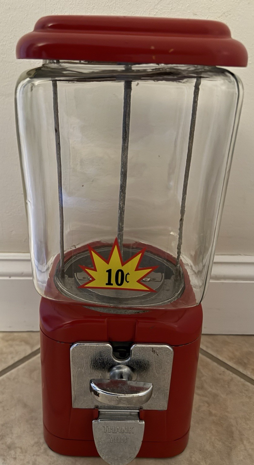 Vintage Oak Mfg. Co. ~ 10¢ Gumball or Candy Machine w/Key ~ Partially ...
