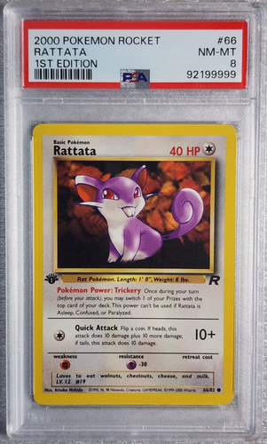 PSA 8 NM/Mint Pokémon 1st Edition Rattata 66/82 Team Rocket | eBay