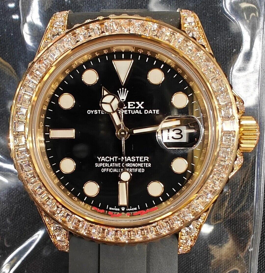 Rolex Yacht Master Baguette Diamond 226668TBR 18kt Yellow Gold 42mm ...